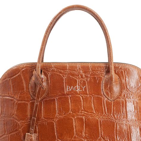 Borsa Di Vera Pelle Color Cuoio Stampa Cocco Bagly Borse E Accessori