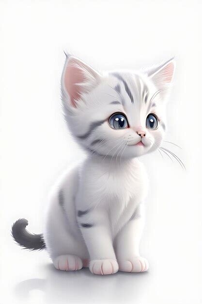 Premium Ai Image A Kitten In The Style Of Disney Animation White Background