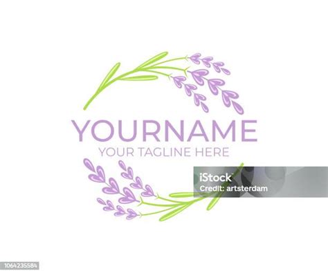 라벤더 꽃과 식물 로고 디자인 아름다움과 천연 화장품 오일 원형 Vectorial 디자인 자연과 유기농 에센셜 오일 일러스트