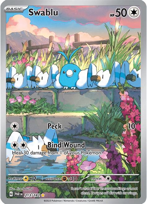 Serebii net Pokémon Card Database Paradox Rift 213 Swablu