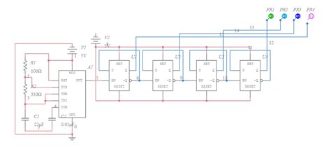 4 bit counter with 555 timer multisim live