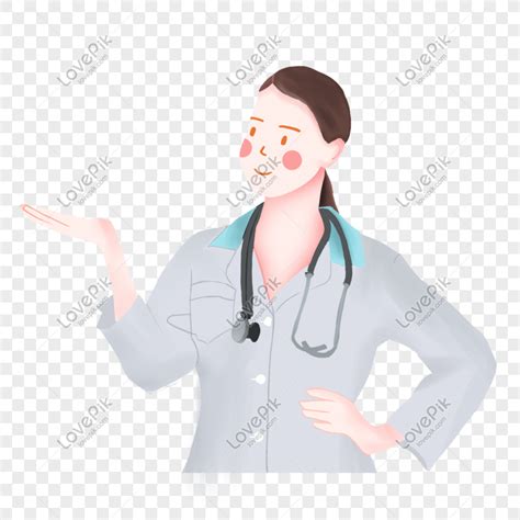 醫療行業戴聽診器的女醫生半身像歐風小清新風格psd圖案素材免費下載，可愛卡通圖片，尺寸2000 × 2000px Lovepik