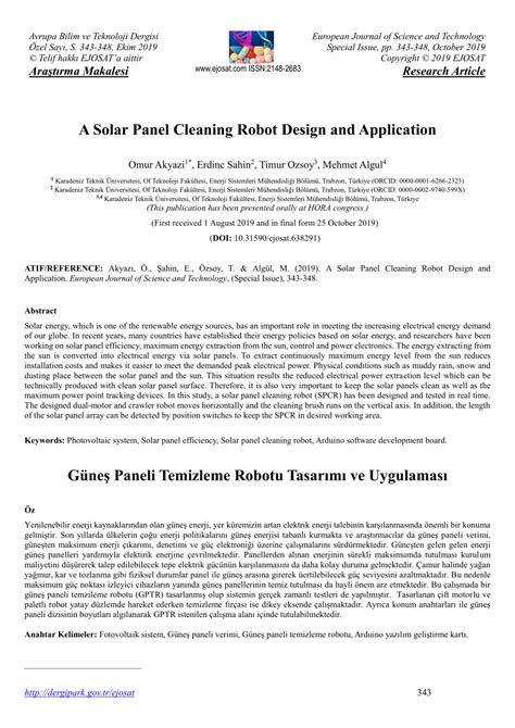 PDF A Solar Panel Cleaning Robot Design And Application