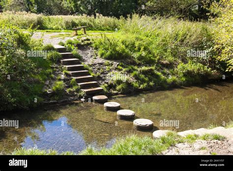 Hogsmill Ewell Steppingstones At Hogsmill River Epsom Surrey England