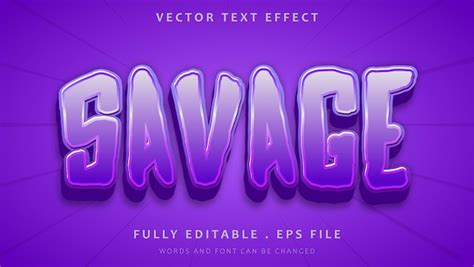 Premium Vector 3d Grdient Purple Word Savage Editable Text Effect Design