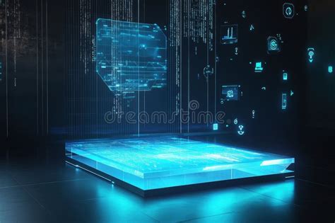 Digital Futuristic Platform with Holographic Interface and Data ...
