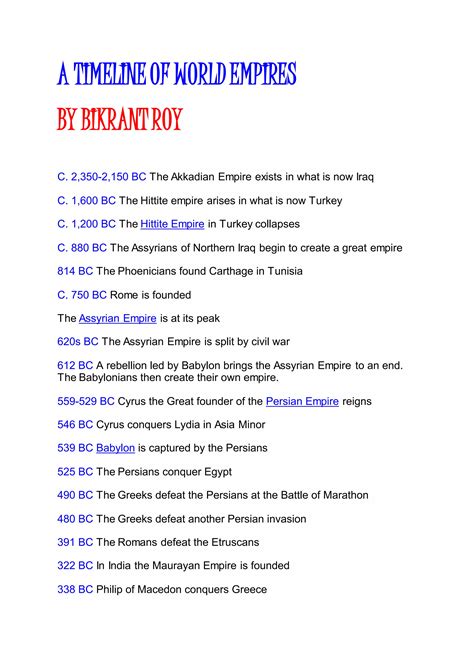 A Timeline Of World Empires Docx