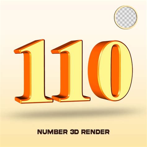 Premium Psd 3d Render Number 110 Light Yelow Orange Color