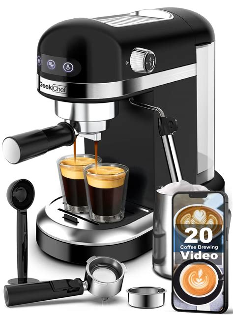 Geek Chef Espresso Machine 20 Bar Fast Heating Automatic Compact
