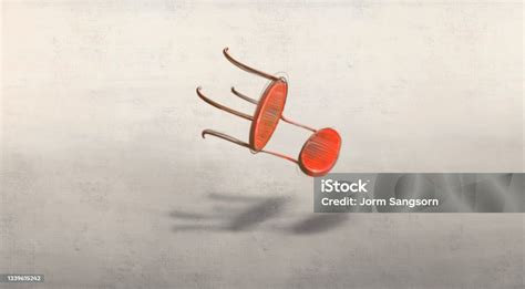 슬픔 혼자 우울증과 외로움 개념 초현실적 인 그림 개념 예술 부동 의자 3차원 형태에 대한 스톡 벡터 아트 및 기타 이미지 3차원 형태 가구 개념 Istock