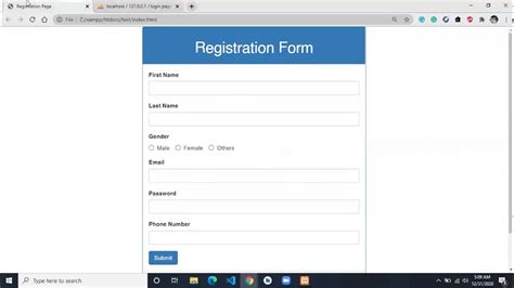 How To Connect Html Form With Mysql Database Xampp Using Php Part 1
