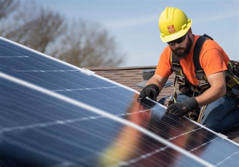Premium Ai Image Installing A Solar Cell On A Roof Solar Panels On