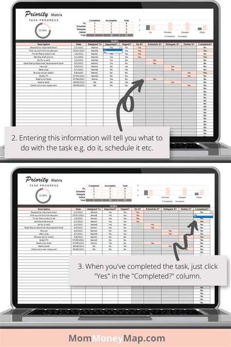 Priority Matrix Excel Spreadsheet With Due Dates And Assign Column In