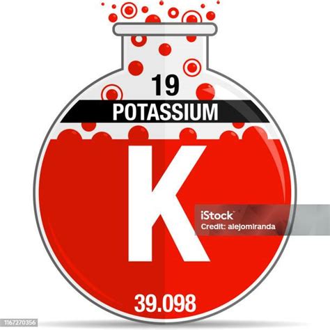 化學圓形燒瓶上的鉀符號元素週期表 19 的元素 化學向量圖像向量圖形及更多健保和醫療圖片 健保和醫療 分子 化學 Istock