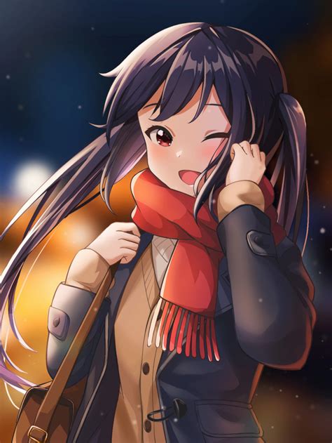 Safebooru 1girl D Bag Bangs Black Hair Blue Jacket Blurry Blurry