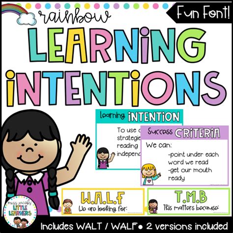 Learning Intentions Posters Walt Walf Wilf Rainbow Classroom