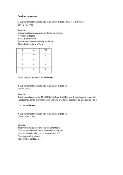 Ejercicios Propuestos S Ejercicios Reto De Algoritmos Ejercicios Propuestos Evaluar El
