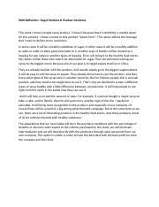 W08 Reflection Target Markets Product Docx W08 Reflection Target