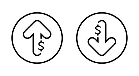 Dollar Arrow Up And Down Outline Icon On Circle Line Increase And