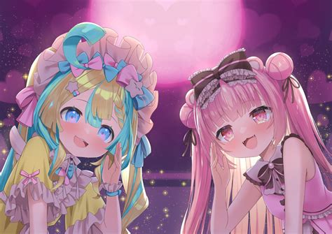 2girls Amakawa Hano Bettle B S A N Blonde Hair Blue Eyes Blush Bow
