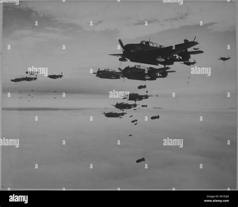 Uss Essex Based Tbms And Sb2cs Dropping Bombs On Hakodate Japan