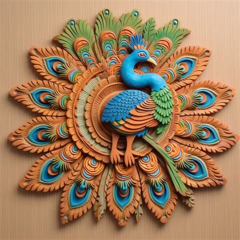 Premium Ai Image There Is A Paper Art Of A Peacock On A Wall
