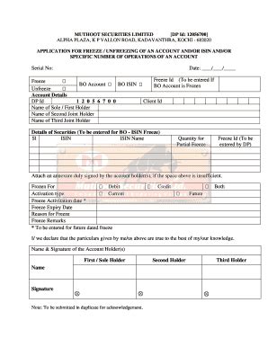 Fillable Online Annexure 9 Freeze & Unfreeze Form - CDSL.doc Fax Email Print - pdfFiller