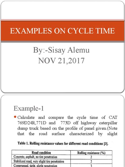 Truck Cycle Time Calculation Examples Pdf Truck Loader Equipment