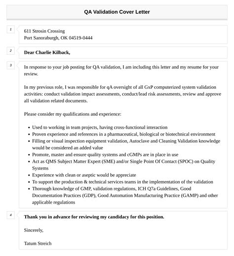 QA Validation Cover Letter Velvet Jobs