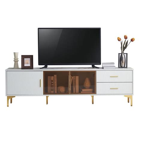 Rutaqian Lowboard Tv Schrank Für 70 Zoll Tv Tv Board Mit 2 Schubladen