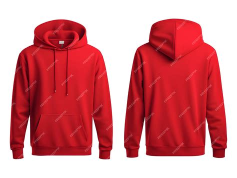 Premium Ai Image Blank Red Hoodie Front And Back View Mockup Isolated