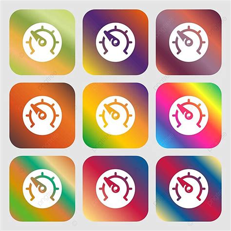Stylish Speedometer Icon With Nine Gradient Buttons For Attractive Designvector Format Vector