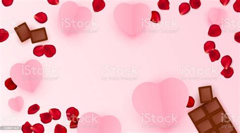초콜릿을 사랑해요 발렌타인 데이 인사말 카드 레드 화이트 하트 종이 컷 스타일과 디저트 산호에 사탕 종이 접기 해피 홀리데이