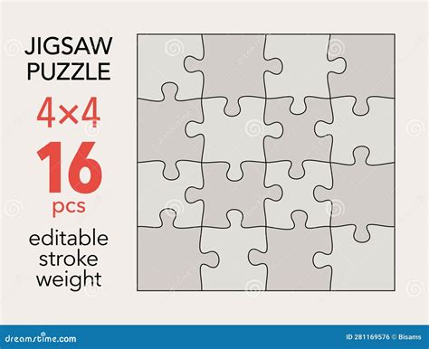 Empty Jigsaw Puzzle Grid Template 3x3 Shapes 9 Pieces Separate