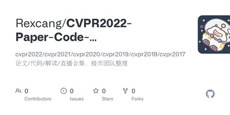 GitHub Rexcang CVPR Paper Code Interpretation Cvpr Cvpr Cvpr Cvpr