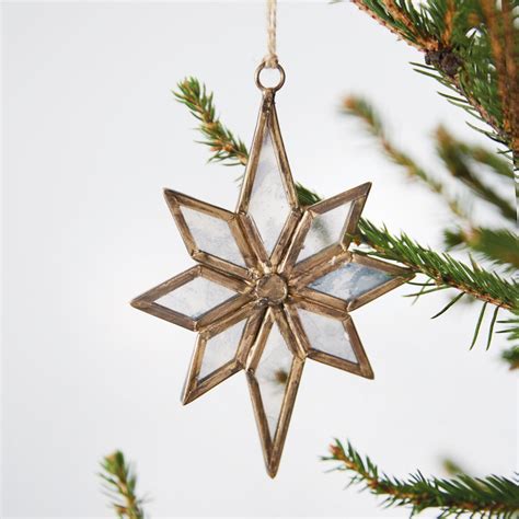 Antique Mercury Glass Star Ornament Box Of 2 Farmhouse Christmas Décor