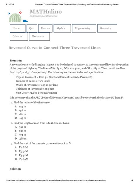 Reversed Curve To Connect Three Traversed Lines Surveying And