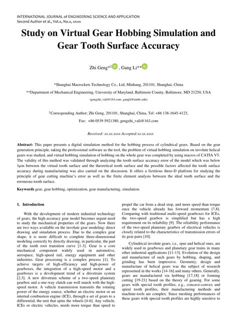 Pdf Study On Virtual Gear Hobbing Simulation And Gear Tooth Surface