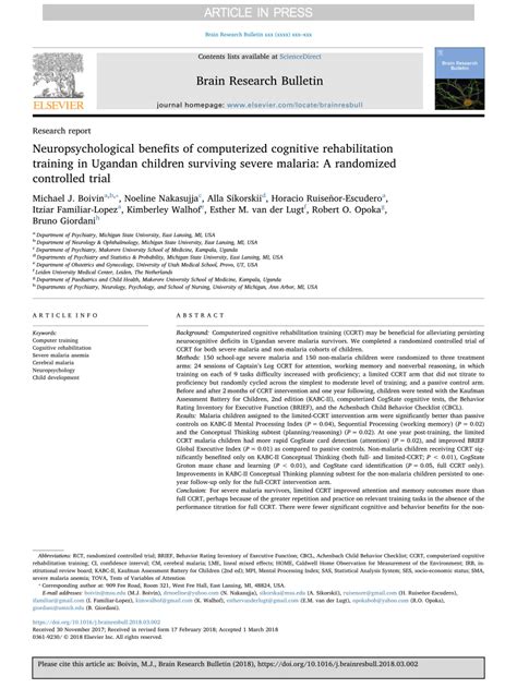 Pdf Computerized Cognitive Rehabilitation Training Can Improve Neuropsychological Outcomes In