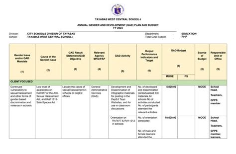 2024 Gender And Development Plan Template Docx