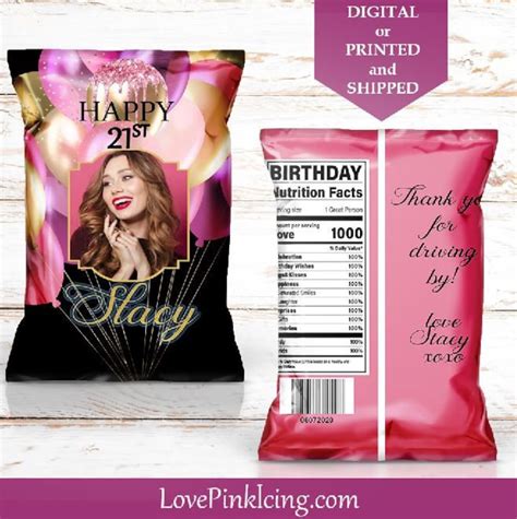 21st Birthday Favor Bags Custom Chip Bags Quarantine Etsy