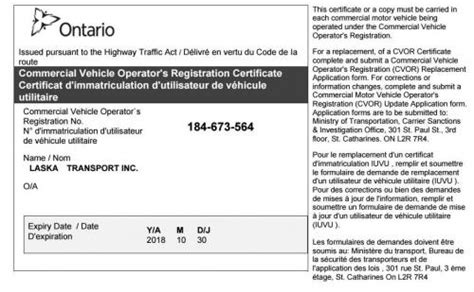 Commercial Vehicle Operators Registration Cvor Customs Glossary