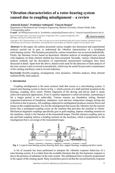 Vibration Analysis Of A Motor Flexible Coupling Rotor System Subject To Misalignment And