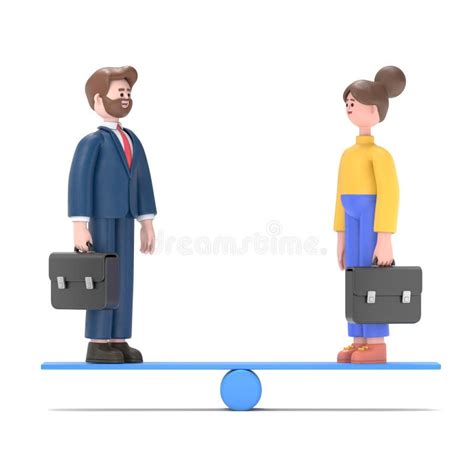 Equal Weight Business Person Business Seesaw And Balance3d Rendering