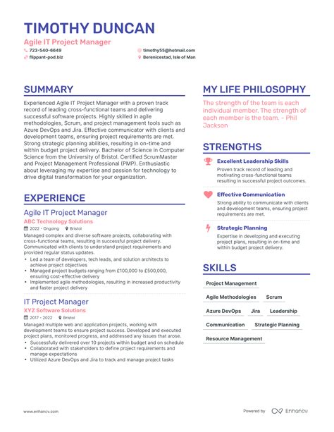 3 Successful Agile It Project Manager Resume Examples And Writing Tips