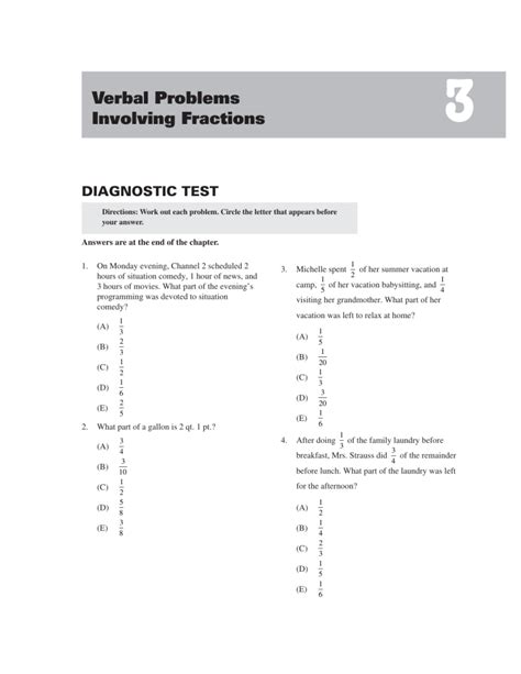 Fraction Word Problems Worksheet
