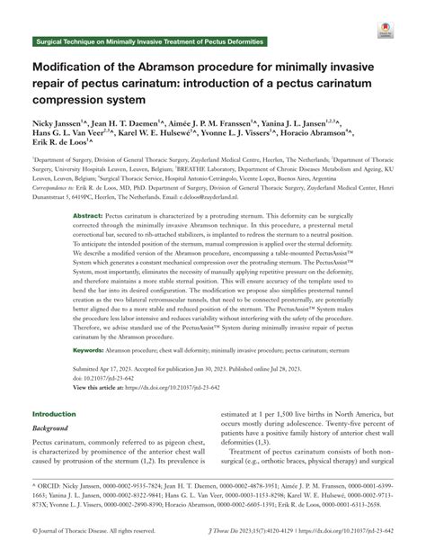 Pdf Modification Of The Abramson Procedure For Minimally Invasive