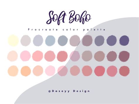 Soft Boho Procreate Color Palette Color Swatches Ipad Lettering