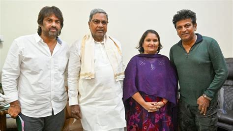 ಸಿಎಂ ಸಿದ್ದರಾಮಯ್ಯ ಭೇಟಿ ಮಾಡಿ ಅಭಿನಂದನೆ ಸಲ್ಲಿಸಿದ ಶಿವರಾಜ್ ಕುಮಾರ್ ಸಾಥ್