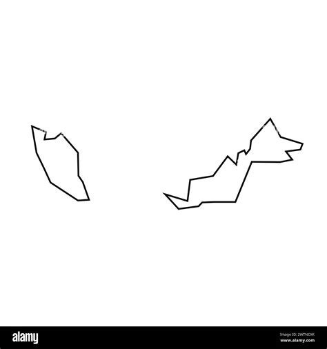 Malaysia Country Thin Black Outline Silhouette Simplified Map Vector